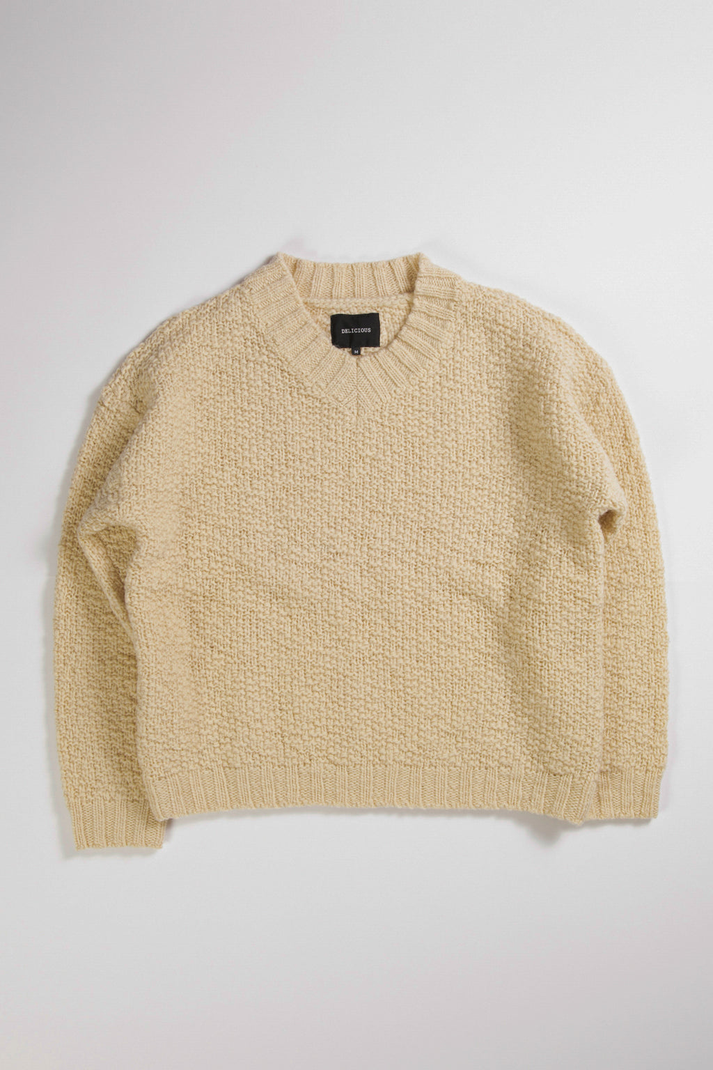 V-neck Wool Knit Slub Yarn｜DELICIOUS（デリシャス）